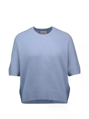ALLUDE Short-sleeve Cashmere Sweater - Blue