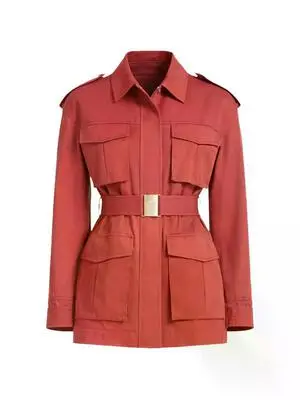 Elie Saab Belted Gabardine Jacket - Red