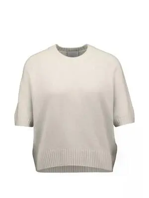 ALLUDE Short-sleeve Cashmere Sweater - Neutrals