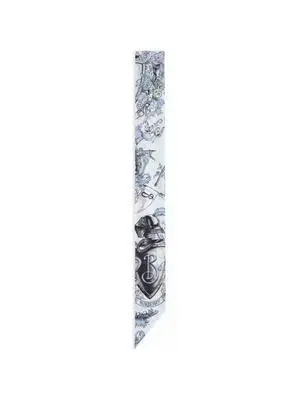 Burberry Skinny Reversible Etched Knight Silk Scarf