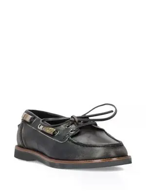 Pinko Leather Lace-up Loafers With Metallic Detailing