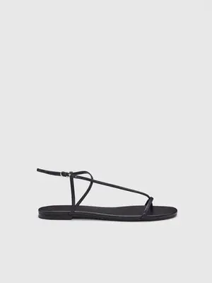 REFORMATION Pina Flat Leather Sandal - Black