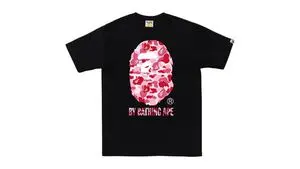 A BATHING APE Abc Camo Bathing Ape 1i80110005 Tee Shirt - Black/pink