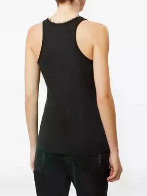 Isabel Marant Étoile Ribbed Silk Jersey Sleeveless Button-front T-shirt - Black