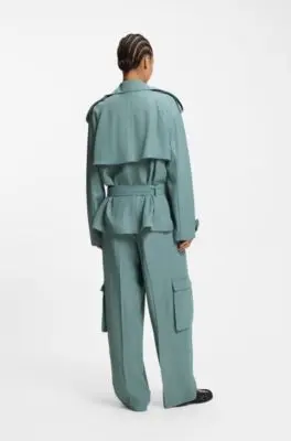 BOSS Relaxed-fit Drapey-twill Jacket - Blue