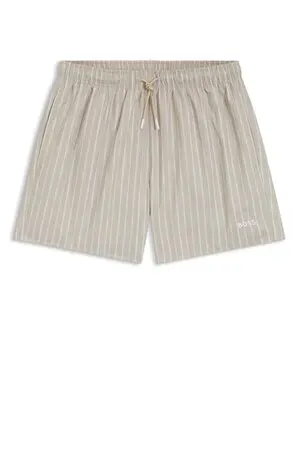 BOSS Printed Swim Shorts In Quick-dry Fabric - Light Beige