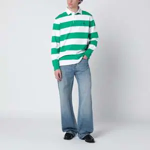 Polo Ralph Lauren White/ Striped Classic Fit Polo Shirt - Green