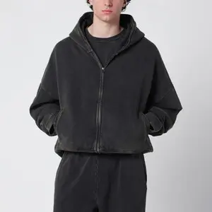 ENTIRE STUDIOS Washed Cotton Zip-up Hoodie - Black