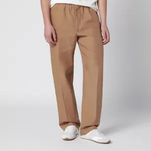 LARDINI Camel Linen Trousers - Brown