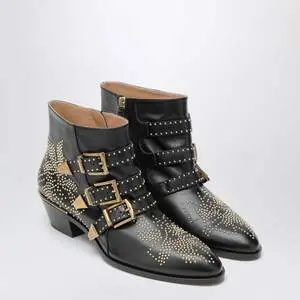 Chloé Susanna Ankle Boots With Studs And Buckles - Black