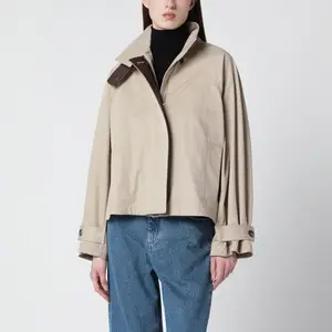 Loewe Short Cotton And Silk Parka - Beige