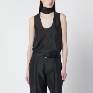 DURAZZI MILANO Dark Silk Tank Top With Scarf - Grey