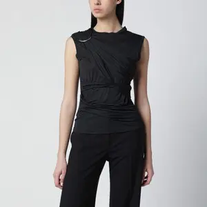 DURAZZI MILANO Mélange Tank Top With Braided Details - Black