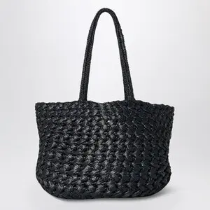 THE ROW Estelle Two Bag In Woven Raffia - Black