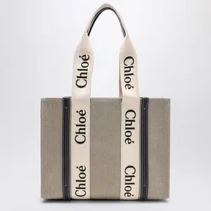 Chloé Medium Woody Tote Bag In Canvas - Beige