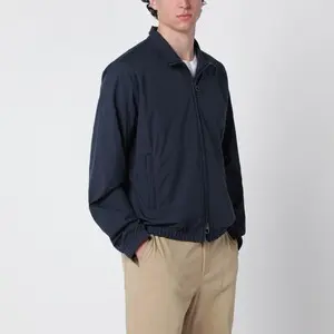 Loro Piana Navy Zip-up Microfiber Bomber Jacket