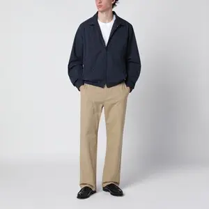 Loro Piana Navy Zip-up Microfiber Bomber Jacket