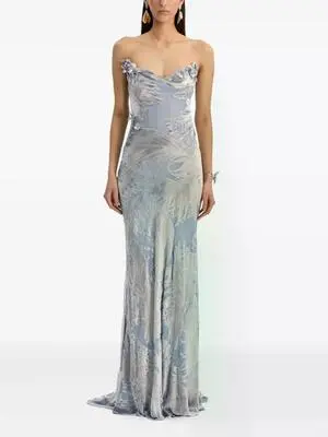 Oscar De La Renta Devoré-effect Velvet Gown
