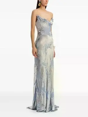 Oscar De La Renta Devoré-effect Velvet Gown