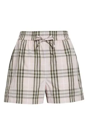 Burberry Evelyn Check Cotton Drawstring Shorts