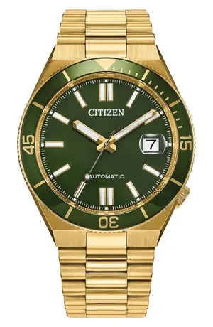 Citizen Tsuyosa Shore Goldtone Automatic Bracelet Watch - Green/goldone
