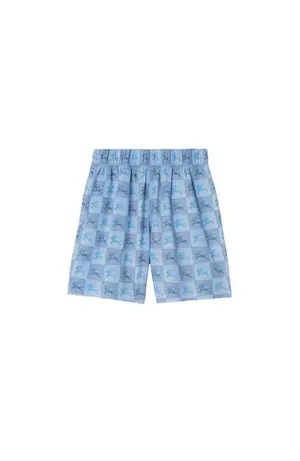 Burberry Ekd Checkerboard Cotton Shorts - Cornflower Blue
