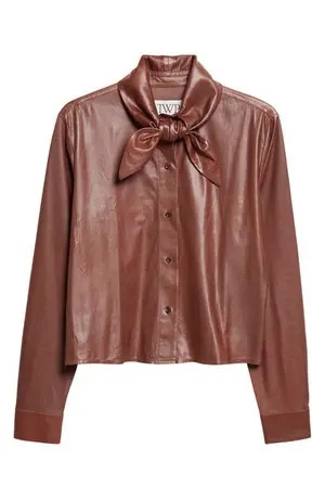 TWP Leather Tie Collar Button-up Shirt