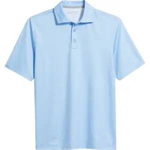 Johnston & Murphy Xc+™ Ace Micropattern Performance Golf Polo - Light Blue/white Gingham