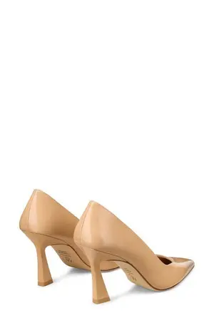 STUART WEITZMAN Vinnie 85 Patent Leather Pointed Toe Pump - Adobe Beige