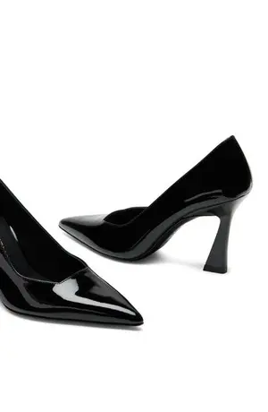 STUART WEITZMAN Vinnie 85 Patent Leather Pointed Toe Pump - Black