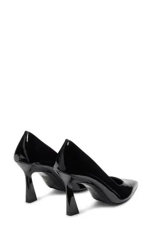 STUART WEITZMAN Vinnie 85 Patent Leather Pointed Toe Pump - Black