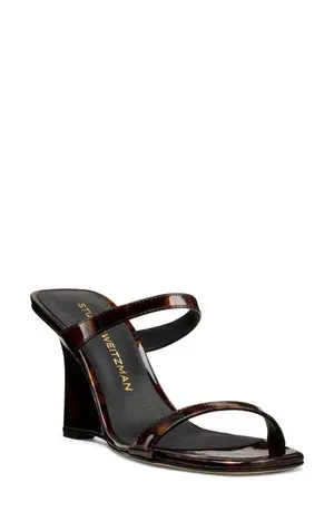 STUART WEITZMAN Vinnie 85 Patent Leather Wedge Slide Sandal - Classic