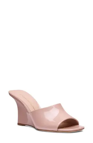 STUART WEITZMAN Vinnie 85 Patent Leather Wedge Mule - Blushful