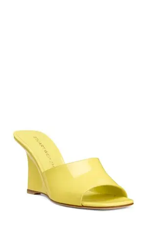 STUART WEITZMAN Vinnie 85 Patent Leather Wedge Mule - Citrine