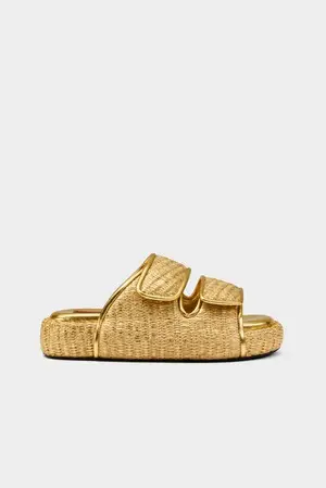 SIMONMILLER Metallic Raffia Cro Slide - Gold/natural