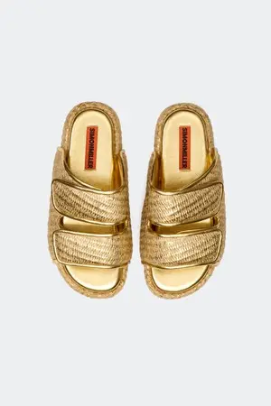 SIMONMILLER Metallic Raffia Cro Slide