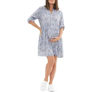 RIPE MATERNITY Brook Layered Shirtdress - Lapis