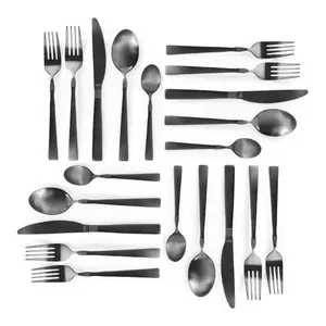 MEGACHEF Cravat 20 Piece Flatware Utensil Set - Matte Black
