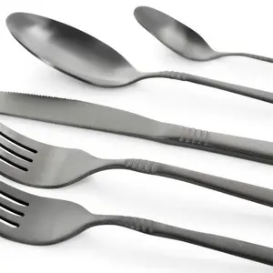 MEGACHEF Cravat 20 Piece Flatware Utensil Set - Matte Black