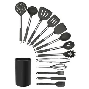 MEGACHEF Silicone And Stainless Steel Cooking Utensils - Gray