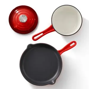 MEGACHEF 7 Piece Enameled Cast Iron Cookware Set