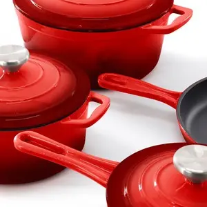 MEGACHEF 7 Piece Enameled Cast Iron Cookware Set