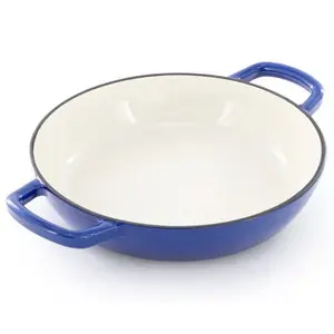 MEGACHEF 6 Quart Enameled Cast Iron Bread Pot With Baking Mat - Blue