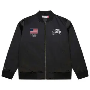 Mitchell & Ness Team Usa Coach Snoop Satin Full-zip Bomber Jacket - Black