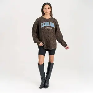 GAMEDAY COUTURE North Carolina Tar Heels Leopard Oversized Sweatshirt