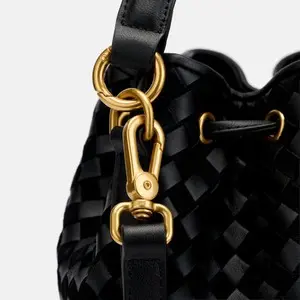 MARC NOLAN Nora Leather Bucket Bag - Black Woven