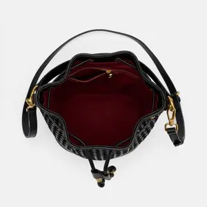 MARC NOLAN Nora Leather Bucket Bag - Black Woven