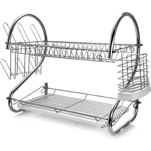 MEGACHEF 22 Inch Two Shelf Dish Rack - Silver