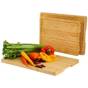 MEGACHEF 3 Piece Natural Wood Cutting Board Set - Brown
