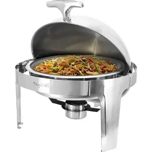 MEGACHEF 6.3 Quart Round Stainless Steel Dome Roll Top Professional Chafing Dish/food Warmer/buffet Server Serving Dish - Silver